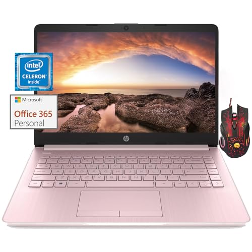 HP 14" Ultral Light Laptop, for Students and Business, Intel Quad-Core Processor, 16GB RAM, 64GB eMMC, Long Battery Life, 1-Year Office 365, Wi-Fi, Win11 H in S