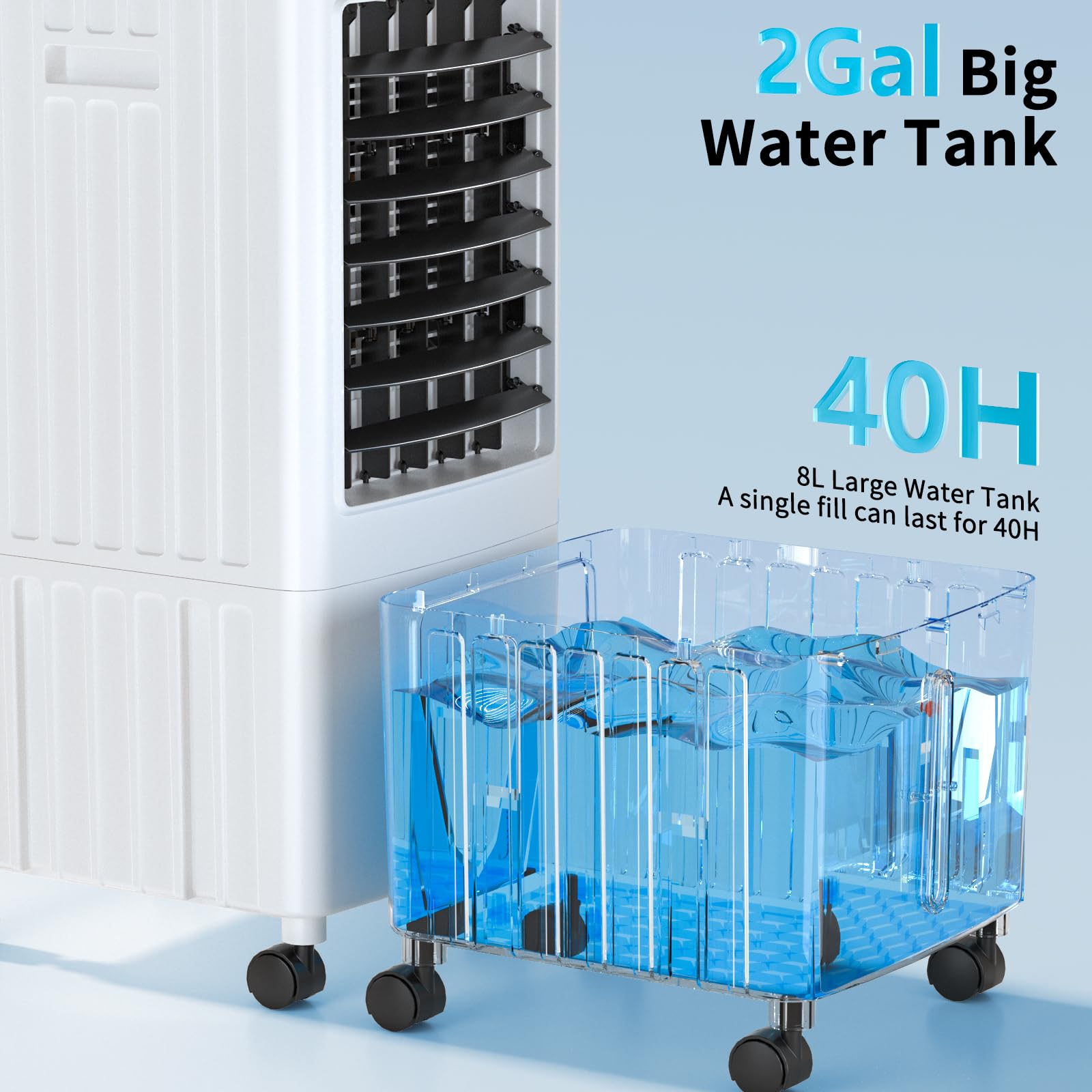 Portable Air Conditioner with 2 Gal Water Tank, 3 IN 1 Evaporative Air Cooler, Fast Cooling Fan with Remote & 3 Speeds & Timer, ac unit, 110V Small Air Conditioner Humidifier Indoor Office