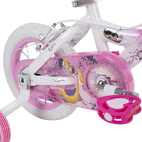 Huffy Disney Princess Kid Bike, Quick Connect Assembly, 12 & 16 inch, Pink w/ Training Wheels, Streamers