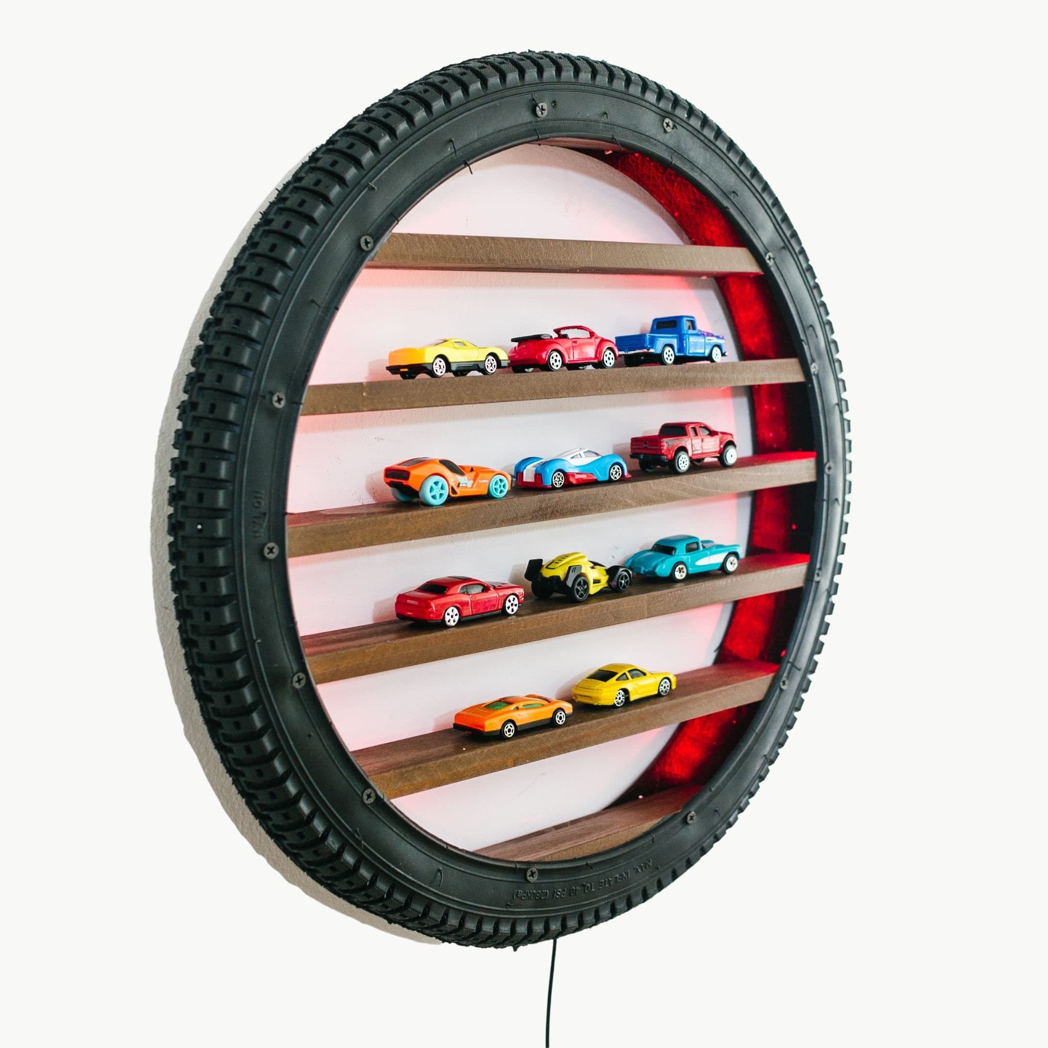 Now! Decor Display Shelf for Hot Wheels and Toy Cars - 20'' | Hot Wheels Storage | Hot Wheels Display Case | Matchbox Cars Storage Case | Model Car Display Case | Car Decor for Boys (Red)