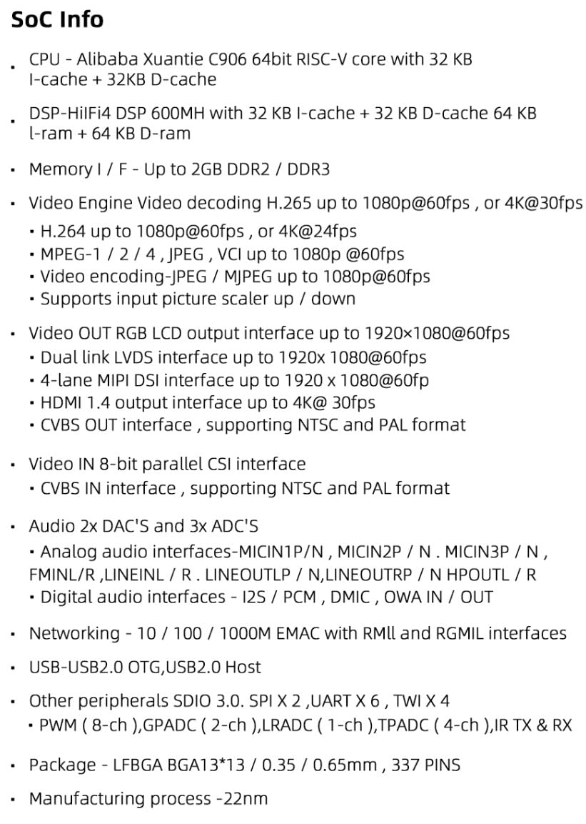 Sipeed Nezha Allwinner D1 64bit RISC-V AIoT Linux Single Board Computer with 2GB DDR3 RAM 256MB Nand Flash Onboard 2.4GHz WiFi4 BT Gigabit Ethernet for lOT Application Support Tina Debian RTOS