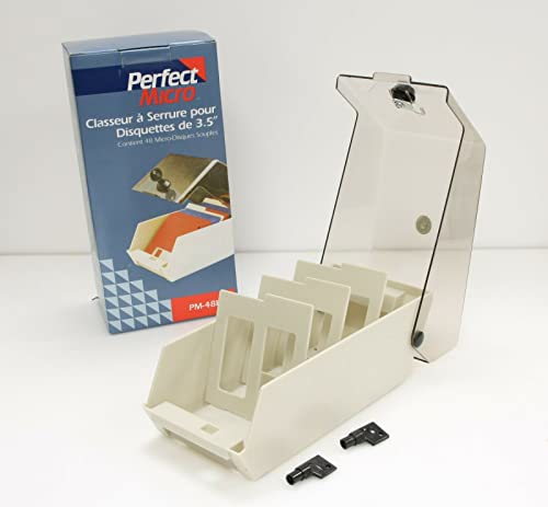 Perfect Micro 3.5" Holds 48 Floppy Diskette Disks Storage Holder w/ Lock PM-48L