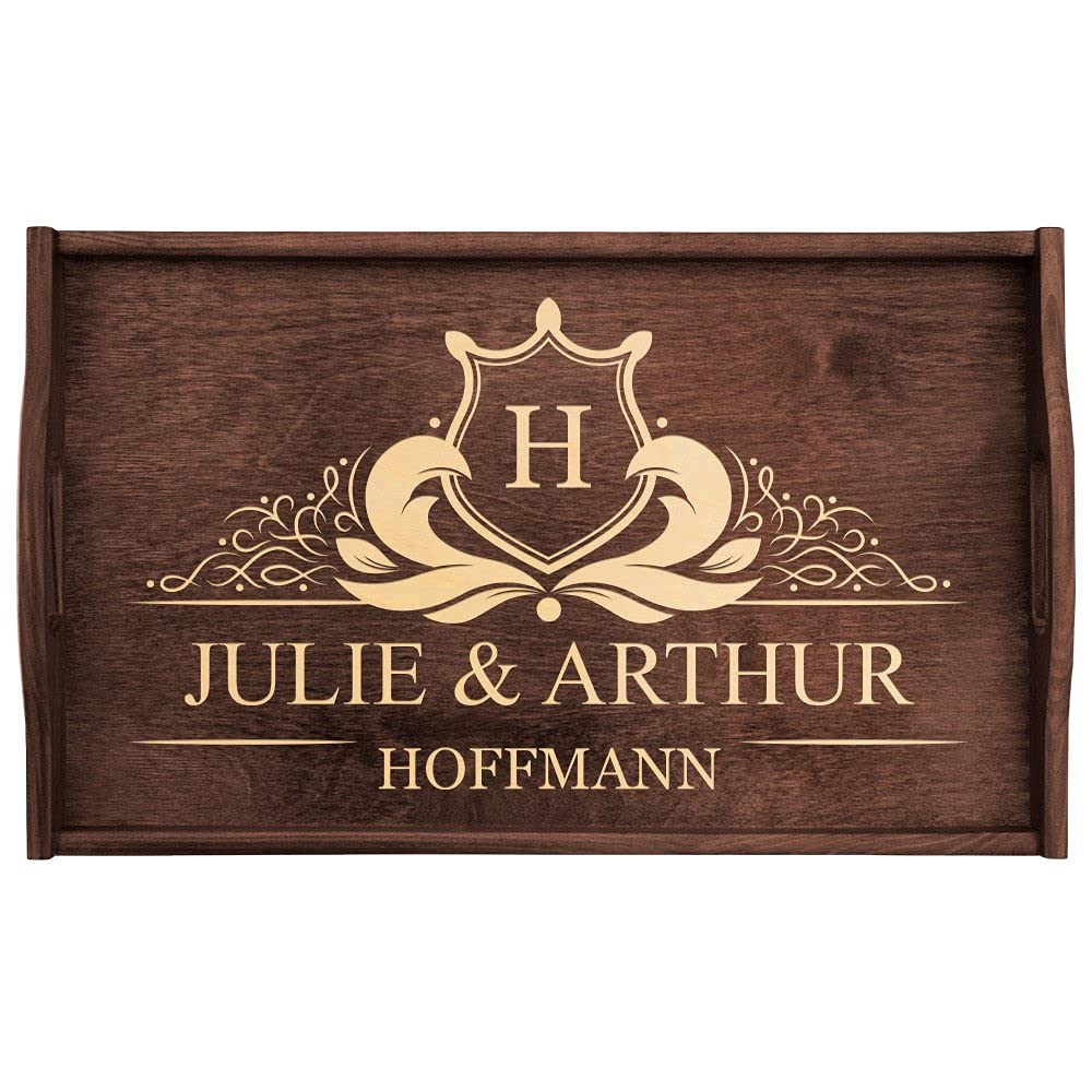 Maverton Bed Table for Couples - Personalized Bed Tray for Wedding - Foldable Lap Bed Stand for Parents - Wood Serving Tray with Engraving for Newlyweds - for Anniversary - Classic
