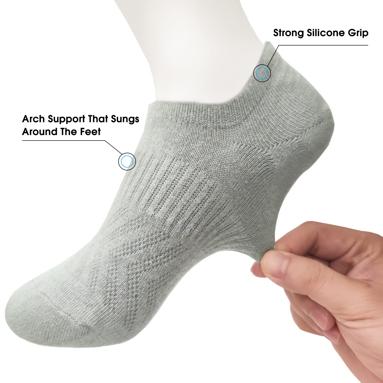 NUHEEL Womens Low Cut Ankle Socks Athletic Ankle No Show Socks Anti-slid Cushioned Running Cotton Mix-colors 6 Pairs