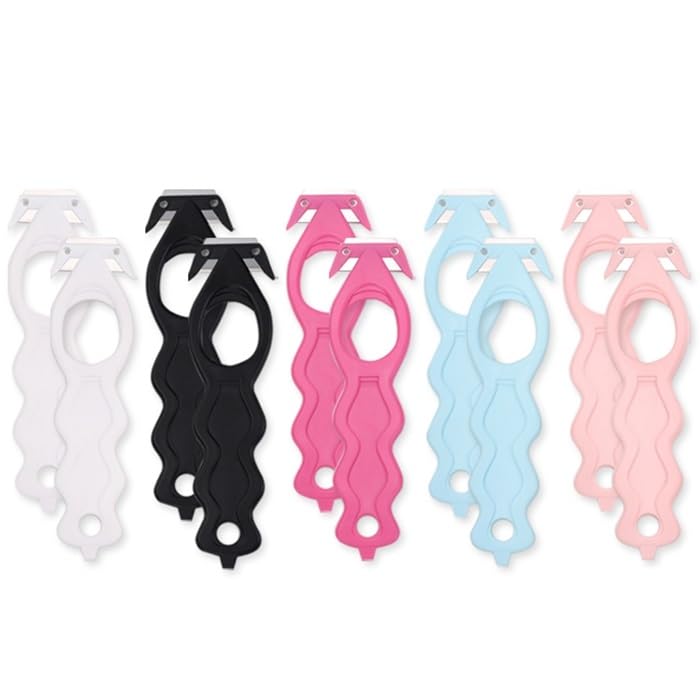 Safety box cutter with built-in magnets for convenient storage, Package Opener for Box, Wrap, Straps, Film, Tape Splitter for Cartons. (Multi-Color 10pc)