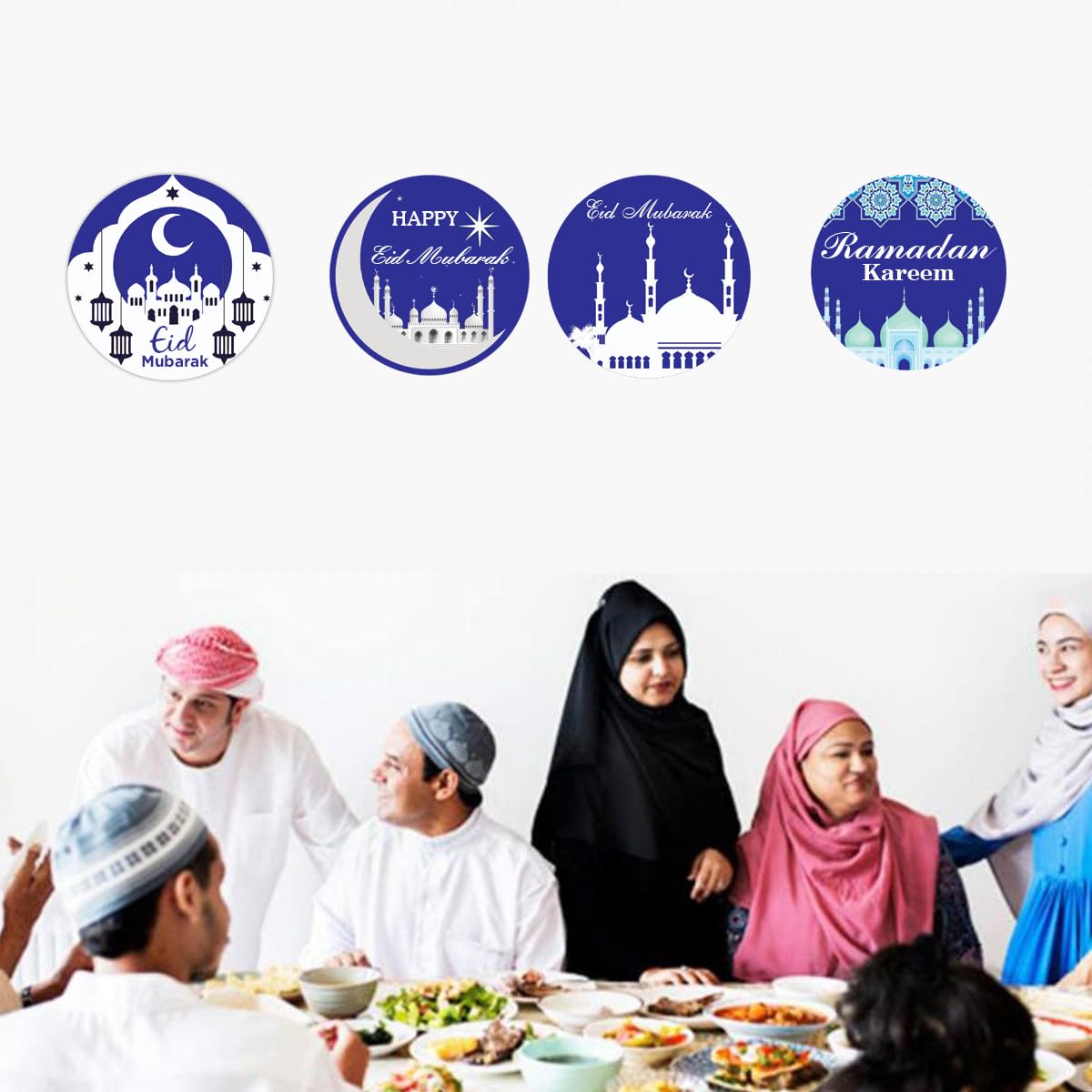Ramadan Mubarak Stickers 400 PCS Eid Mubarak Stickers 2 inch Ramadan Kareem and Eid Mubarak Labels Eid Mubarak Gift Tag Stickers for Kids Eid Party
