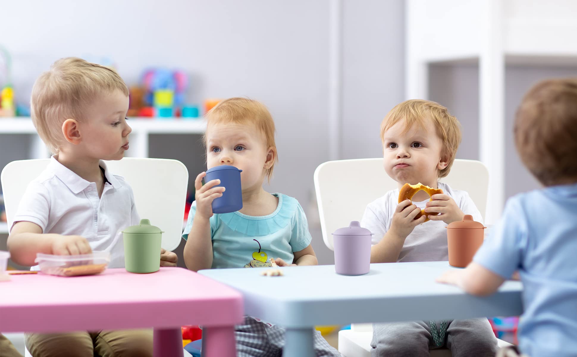 Sippy Cups Leak Proof, 5oz Silicone Baby Cup with Soft Spout, Spill Proof Toddler Cup for Babies 12M+