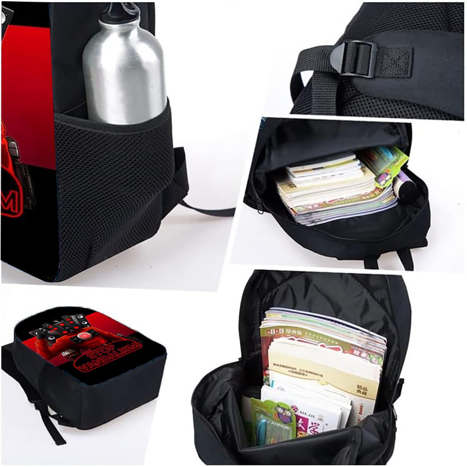 LIGENZ Game Backpack 3pcs Bags Oxford Cloth Travel Fashion Bag Backpack Casual Daypacks College Laptop Backpacks (Red)