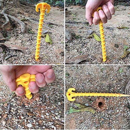 Lainrrew 8 Pcs Tent Stakes, 7.9" Canopy Stakes Tent Pegs Beach Tent Stakes Camping Stakes Screw Shape for Outdoor Camping