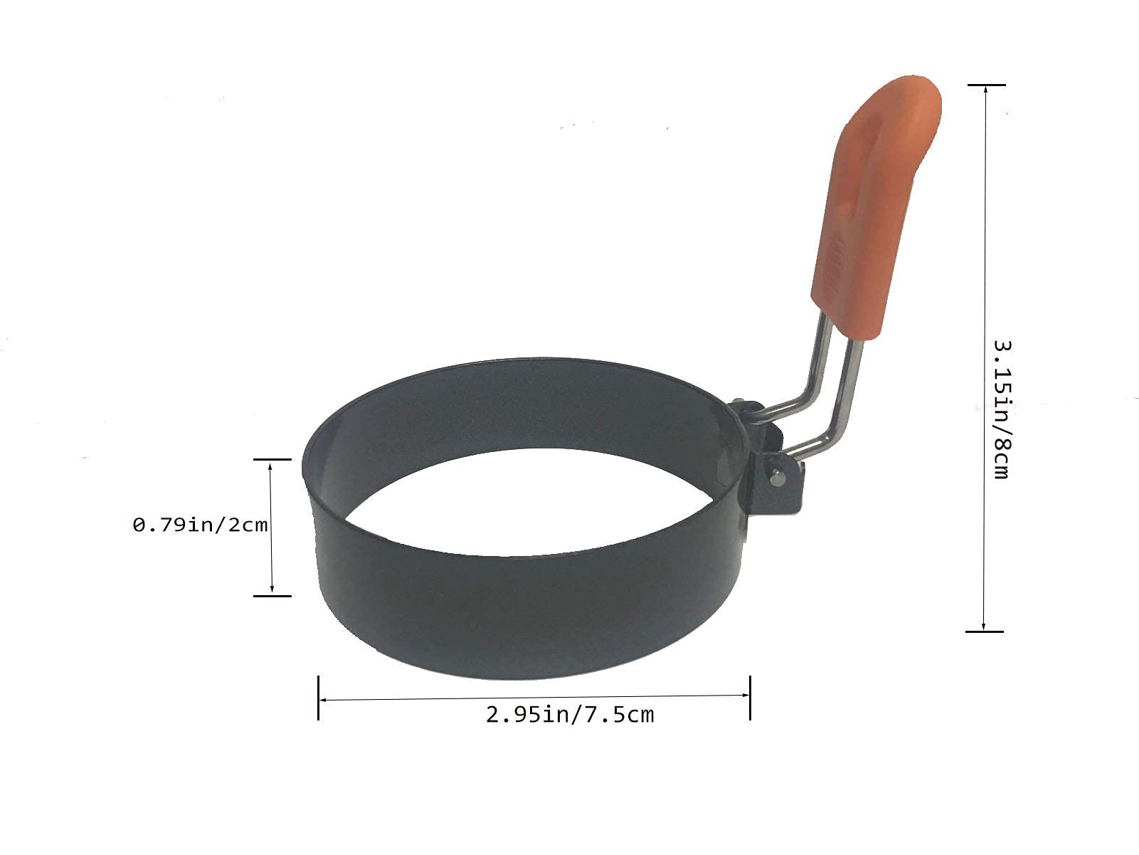 MiaLover 2Pcs 3'' Nonstick Egg Rings with Silicone Handle, Stainless Steel Mold Shaper Circles for Fried Egg MacGuffin Sandwiches,Portable Grill Accessories for Camping Indoor Breakfast Burger