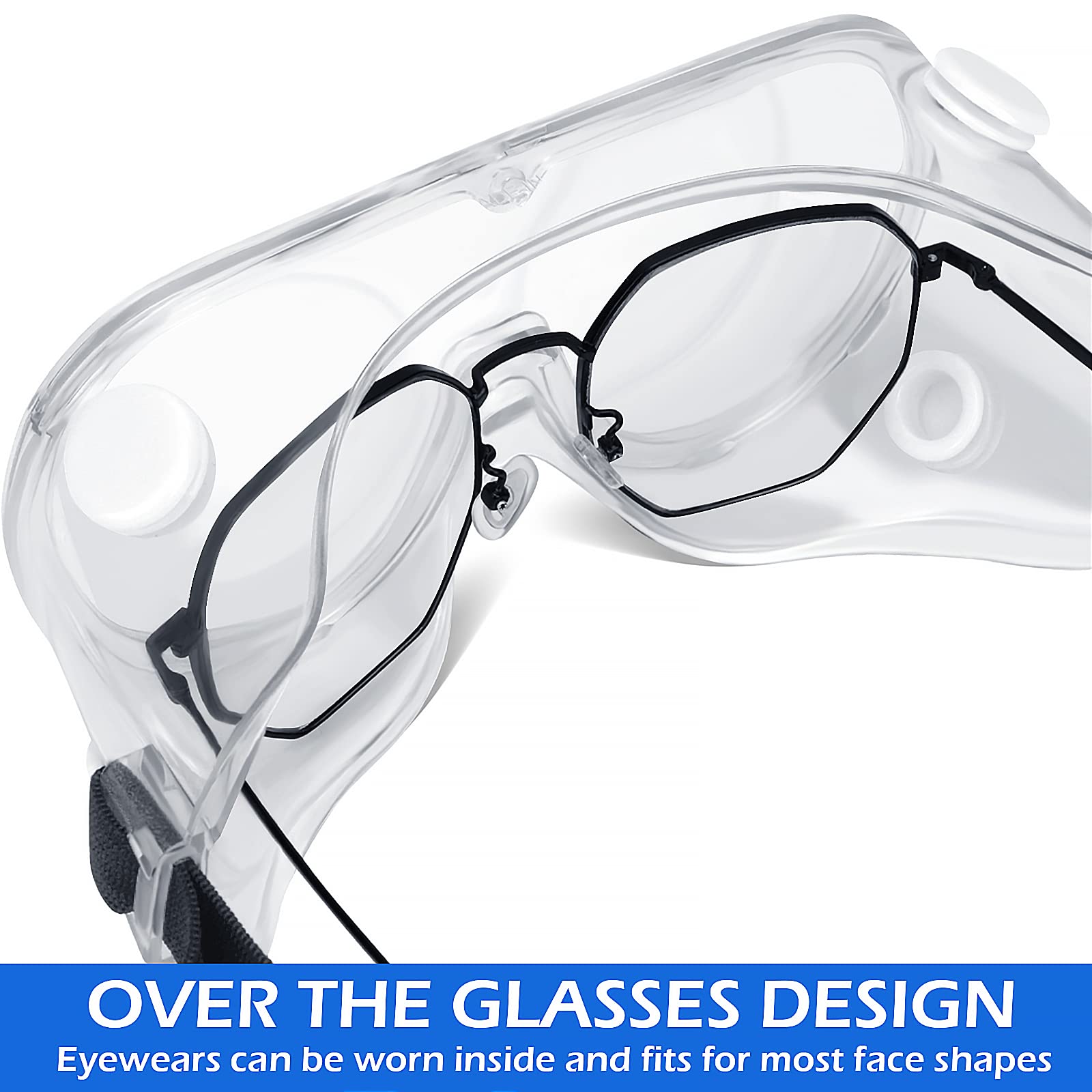 OXG 6 Pack Anti-Fog Safety Glasses Over Eyeglasses,Protective Safety Goggles ANSI Z87.1 Lab Goggles Men Women