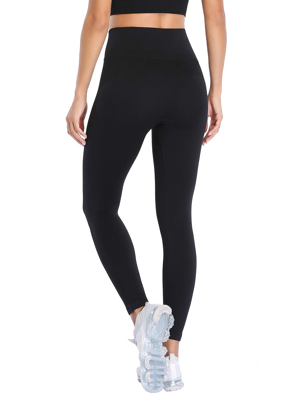 JOLLMONO 2 Piece Short Sleeve Outfits for Women Seamless Crop Tops Set for Women Workout Set(8005S-Black)