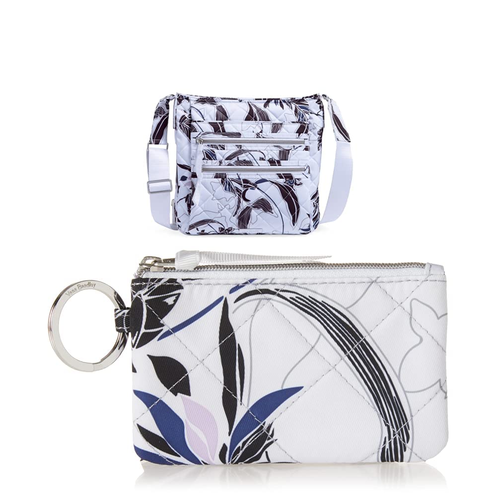 Performance Twill Triple Zip Hipster Crossbody Purse, Twilight Garden withPerformance Twill Zip ID Case Wallet, Twilight Garden