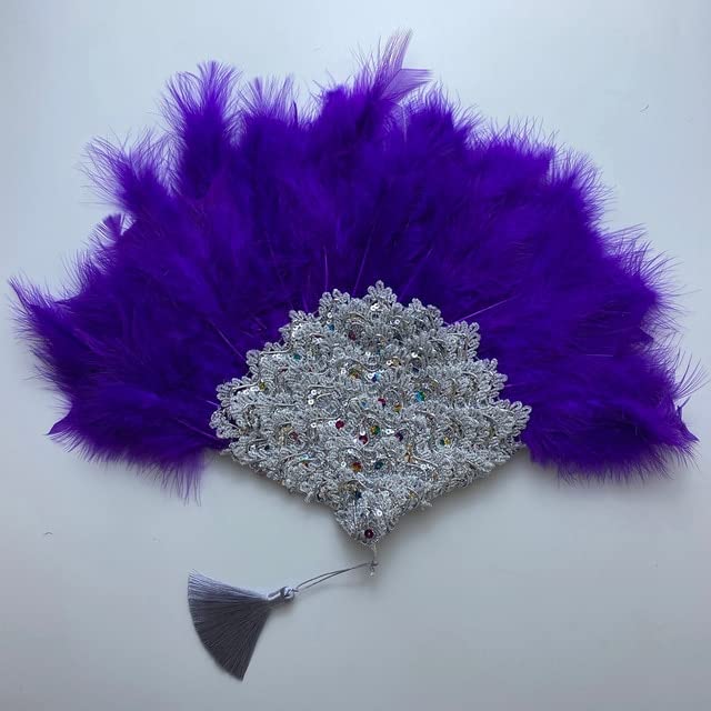 Msbfea Big Size Design African Orange Feather Fan Ladies Wedding Feather Fan for Bride Double Side Feather Nigerian Flower - 35cmx45cm Color 937