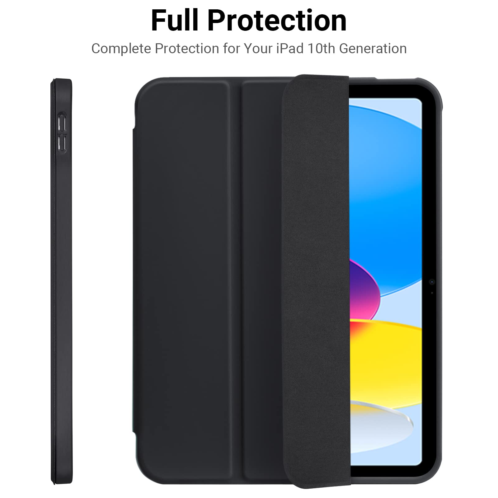 SIWENGDE for iPad 10th Generation Case 2022 with Pencil Holder, iPad 10.9 Inch Case [Support Touch ID] Flexible TPU Back Shell Smart Trifold Stand Protective Cover, Auto Wake/Sleep(Light Blue)