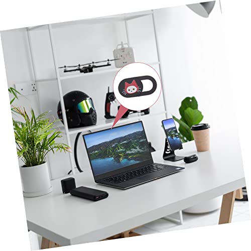 SOLUSTRE Desktop Camera 6pcs Laptop Tablet Cartoon Pattern for Ultra Webcam Shield Lid Thin Cover Blocker Black Cute Cell Privacy Camera Slider Sticker Anti- Cat Web Peeping Anti Sliding Slide