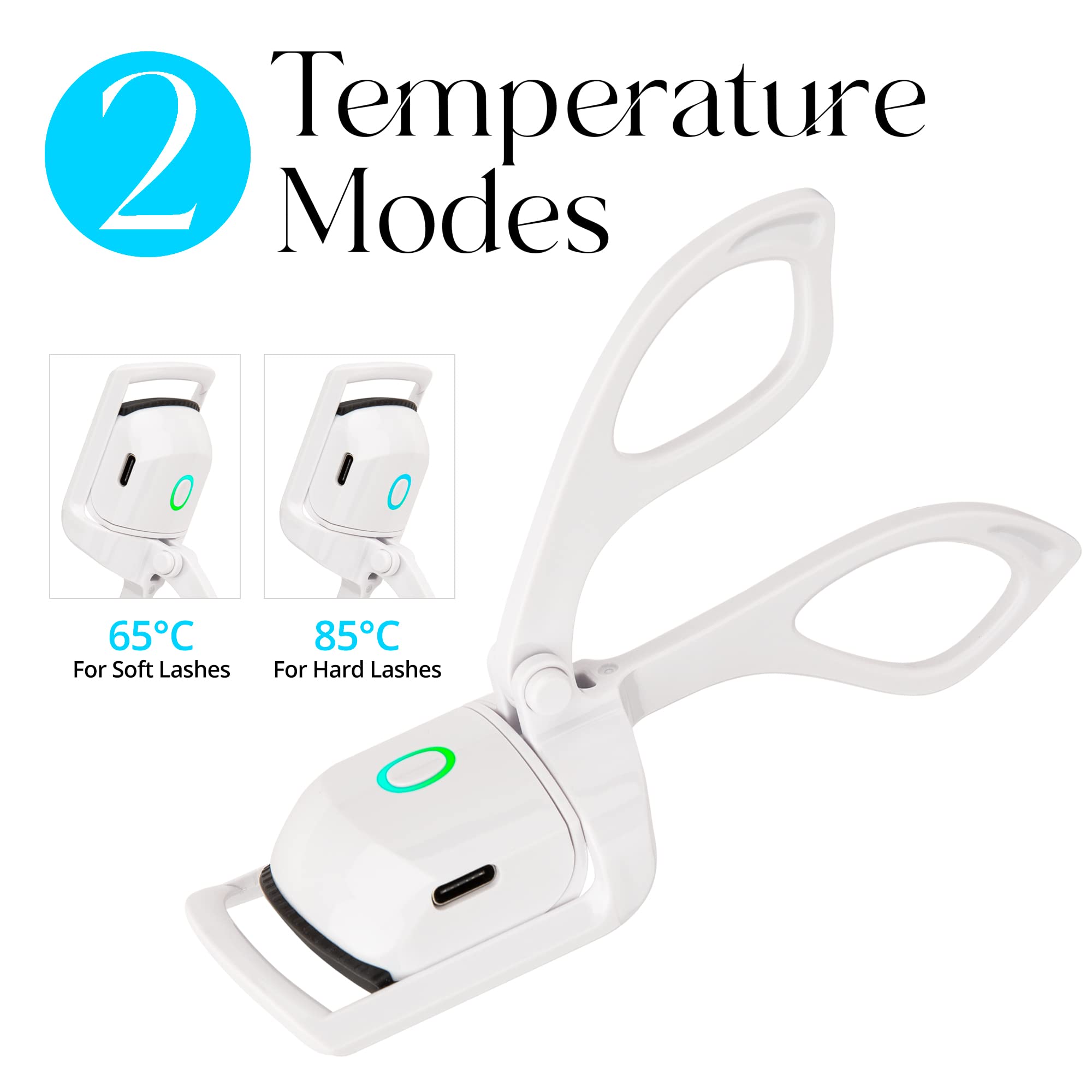 Sekaler Heated Eyelash Curler – Rechargeable Electric Long-Lasting Lash for Natural Lashes Handheld with Quick Pre-Heat White 1.0 Count