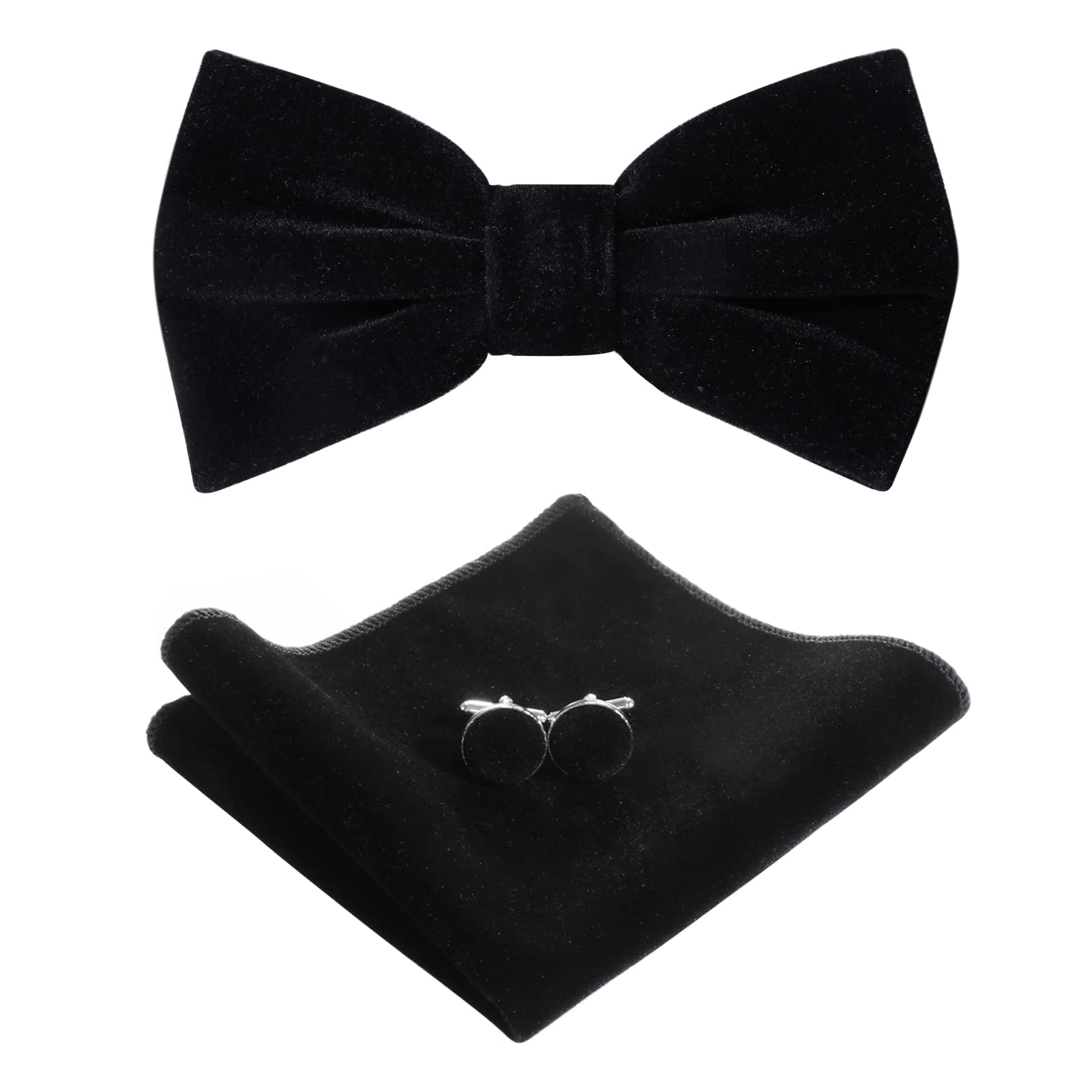 PACGOTH Velvet Bow Ties for Men Pre-Tie Men’s Bow Ties Vintage Tuxedo Bow Ties For Wedding Party Gift for Him (Black)