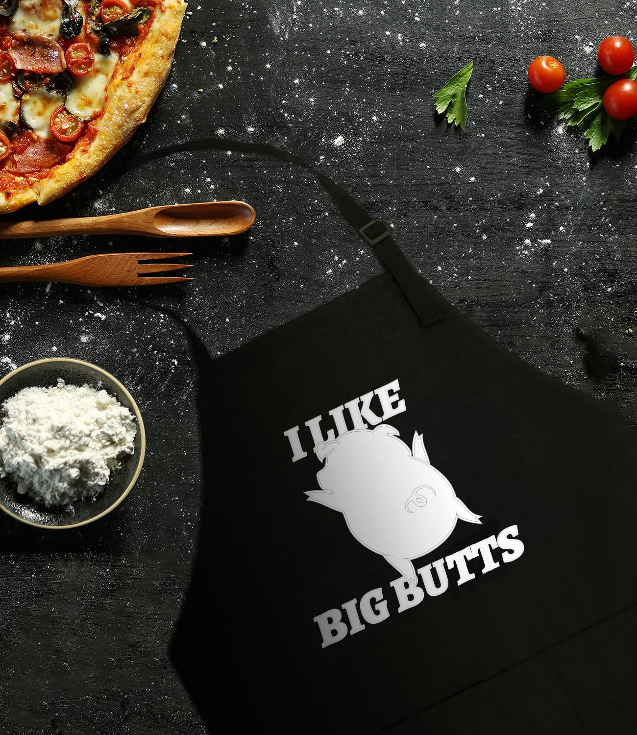 KITCHEPOOL Funny Apron for Men, Chef Aprons for Women with 3 Pockets - Mens Gifts For Christmas - Adjustable Bid Kitchen Aprons for Chef, Cooking Apron for BBQ, Baking - Little Pig