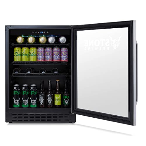 NewAir Stone Brewing 180 Can FlipShelf Beverage and Beer Refrigerator, 24β Built-In or Freestanding Wine Cooler with Reversible Shelves, Perfect for Bar, Gamer Room, or Office