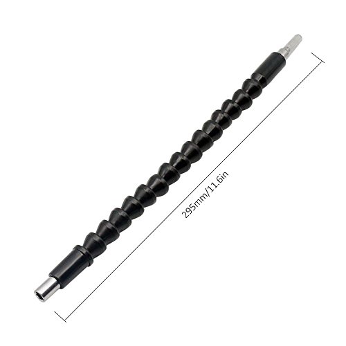 QISF 2Pcs 105 Degree 1/4 Inch Right Angle Drill Adapter Hex Shank Screwdriver Angled Bit Holder Power Drill Tool(1Pcs Short & 1Pcs Long) + 1Pcs Flexible Angle Extension Bit Kit for Screwdriver &Drill