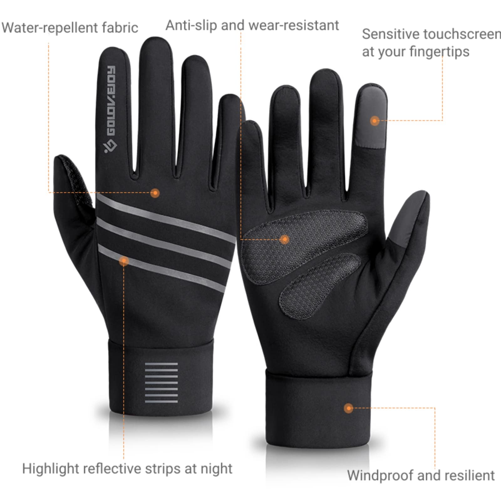 O-Fan Lightweight Running Gloves, Flexible Touchscreen Winter Gloves Liners for Men Women - Thin Cold Weather Warm Gloves for Driving Cycling & Sporting (Medium)