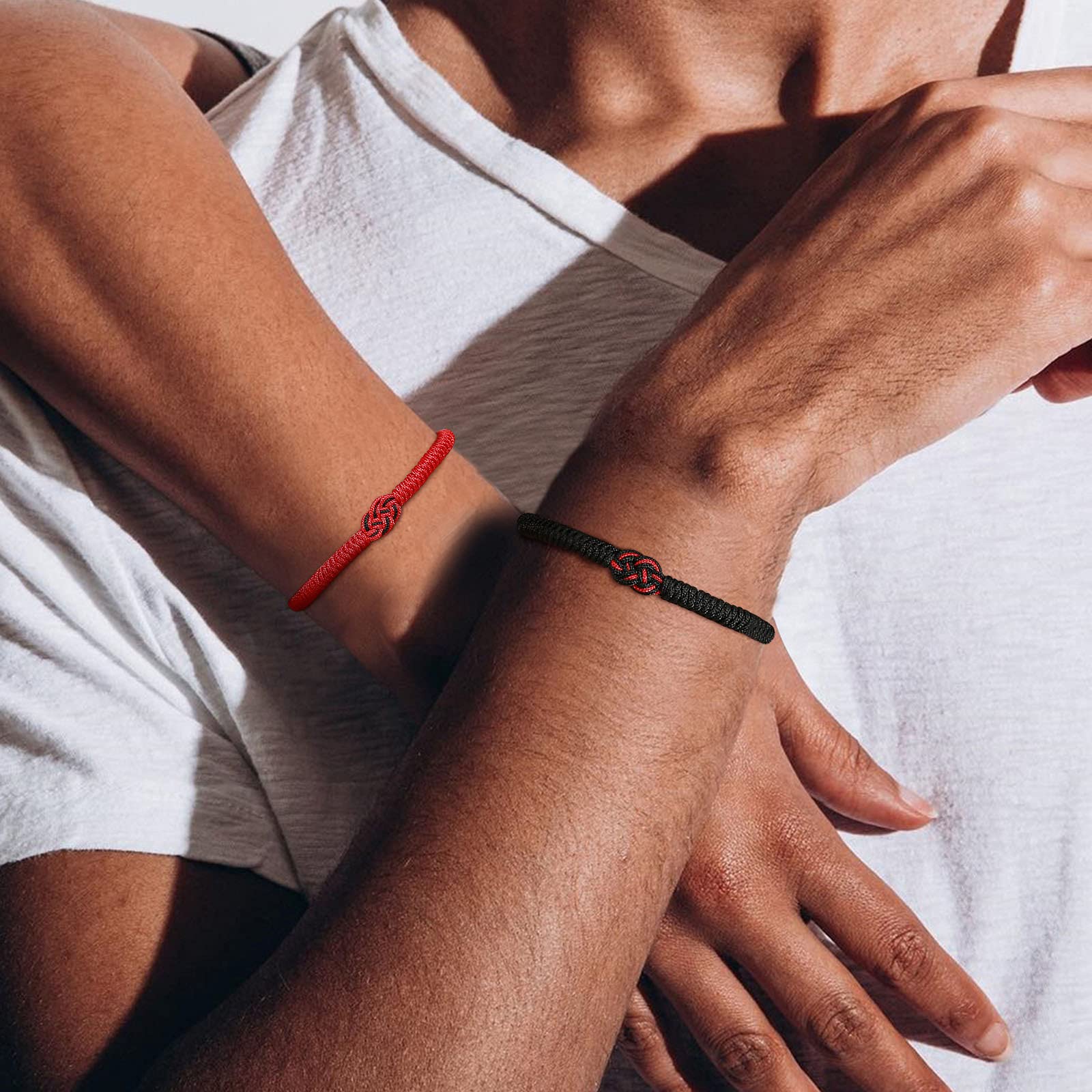 MPRAINBOW Personalized Braided Couples Bracelet:Custom Name Promise Words Engraved Bracelets Attraction Relationship Bracelets for Him and Her (Luck Love Knot)