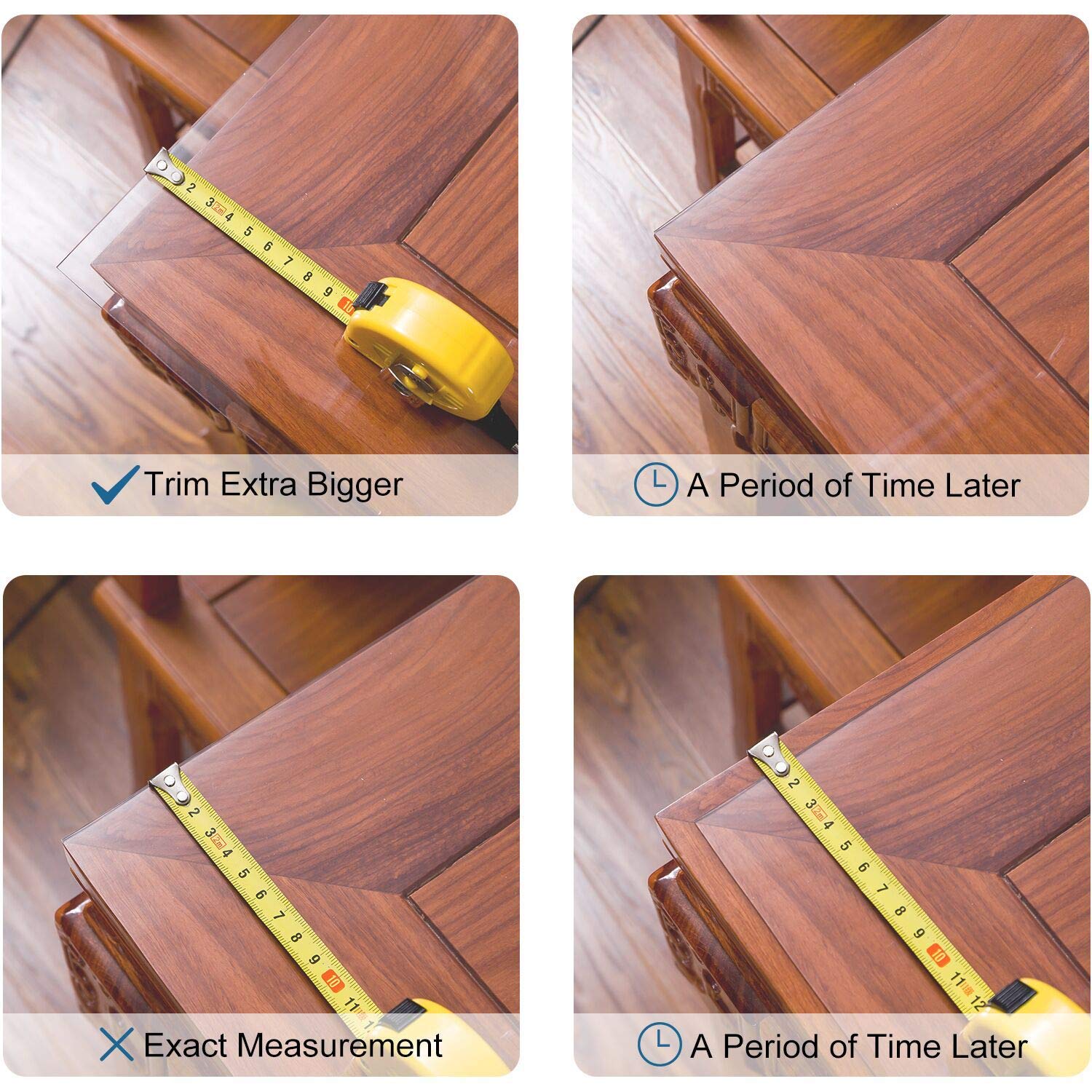 LovePads 1.5mm Thick 54 x 54 Inches Frosted Table Protector, Plastic Table Cover Protector, Clear Table Protector for Dining table Room, Plastic Tablecloth Protector, Vinyl Table Pads for Kitchen Wood