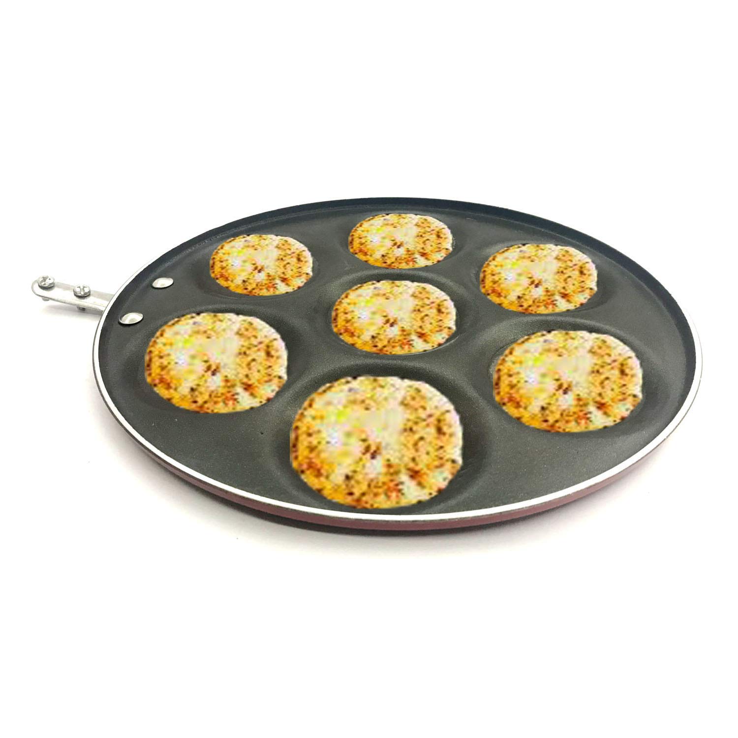 Non Stick Mini Uttapam Pan Non-stick Pancake Griddle with Pancake Crepe Tawa Multi-Snack Maker Pancake Maker Mini Pancake Mini Uttapam tawa 7 Unique (275mm)