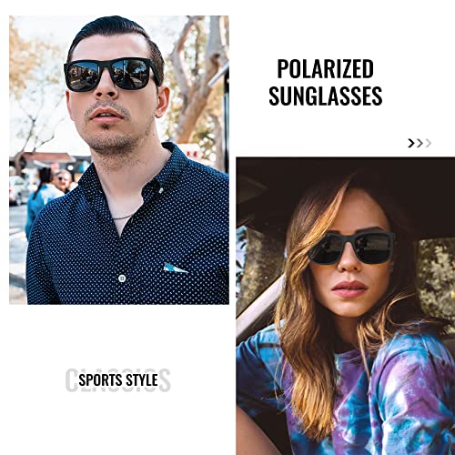 MEETSUN Polarized Sunglasses for Men Women UV Protection Classic Driving Sun Glasses Black Frame-Gray Lens
