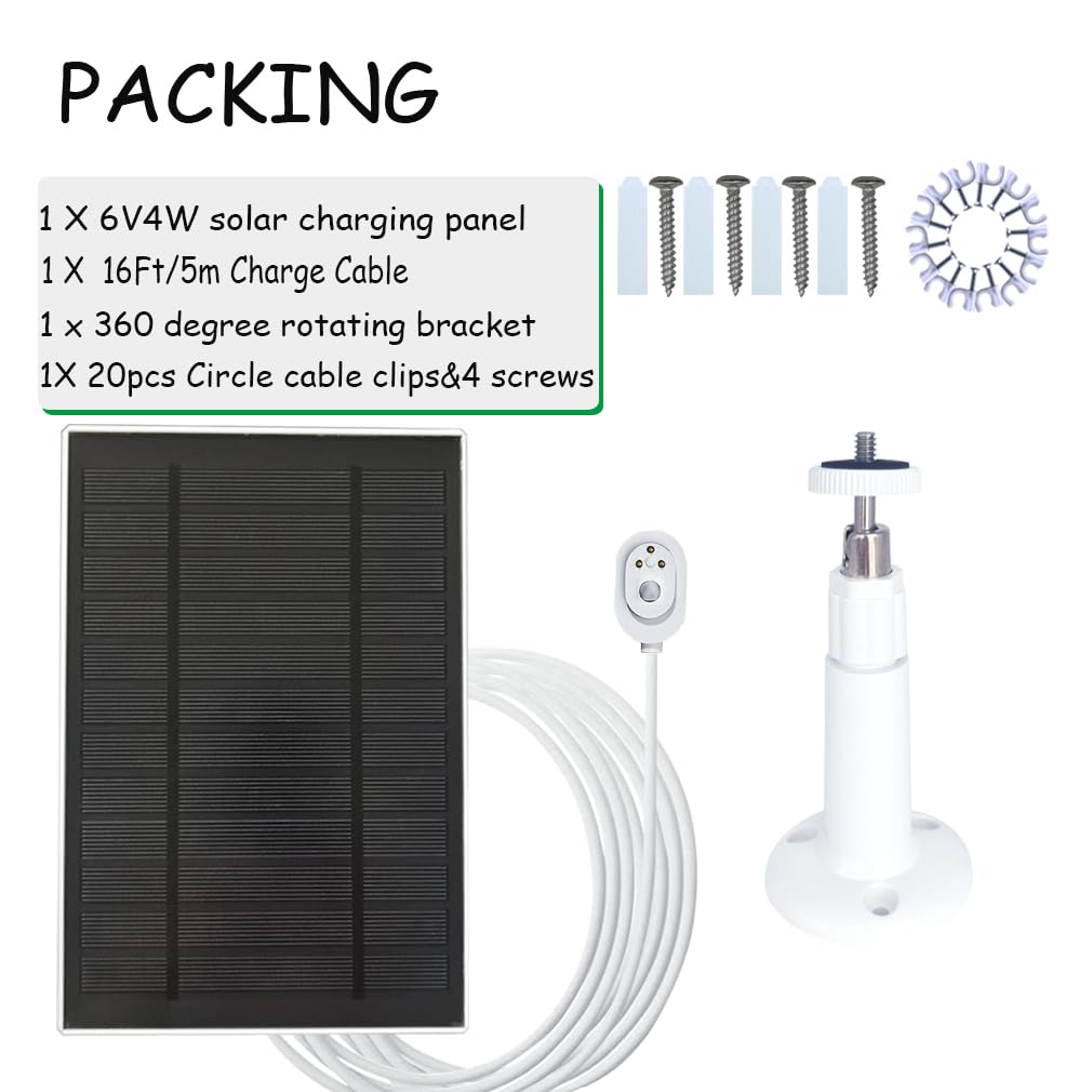 KAIOMAIOMI Solar Panel Charge for Arlo Pro 3 Floodlight,Arlo Pro4XL,ArloPro 5S 2K,Ultra 2/Ultra, Arlo Security Camera System Waterproof Magnetic Power Cable(NOT for Arlo Essential Spotlight) -1PCS