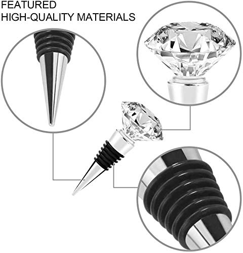 Miuion Decorative Crystal Wine and Beverage Bottle Stopper for Wine,Made of Zinc Alloy and Glass,Reusable Plug with Gift Box,Multi-Option (2 Pcs Crystal)
