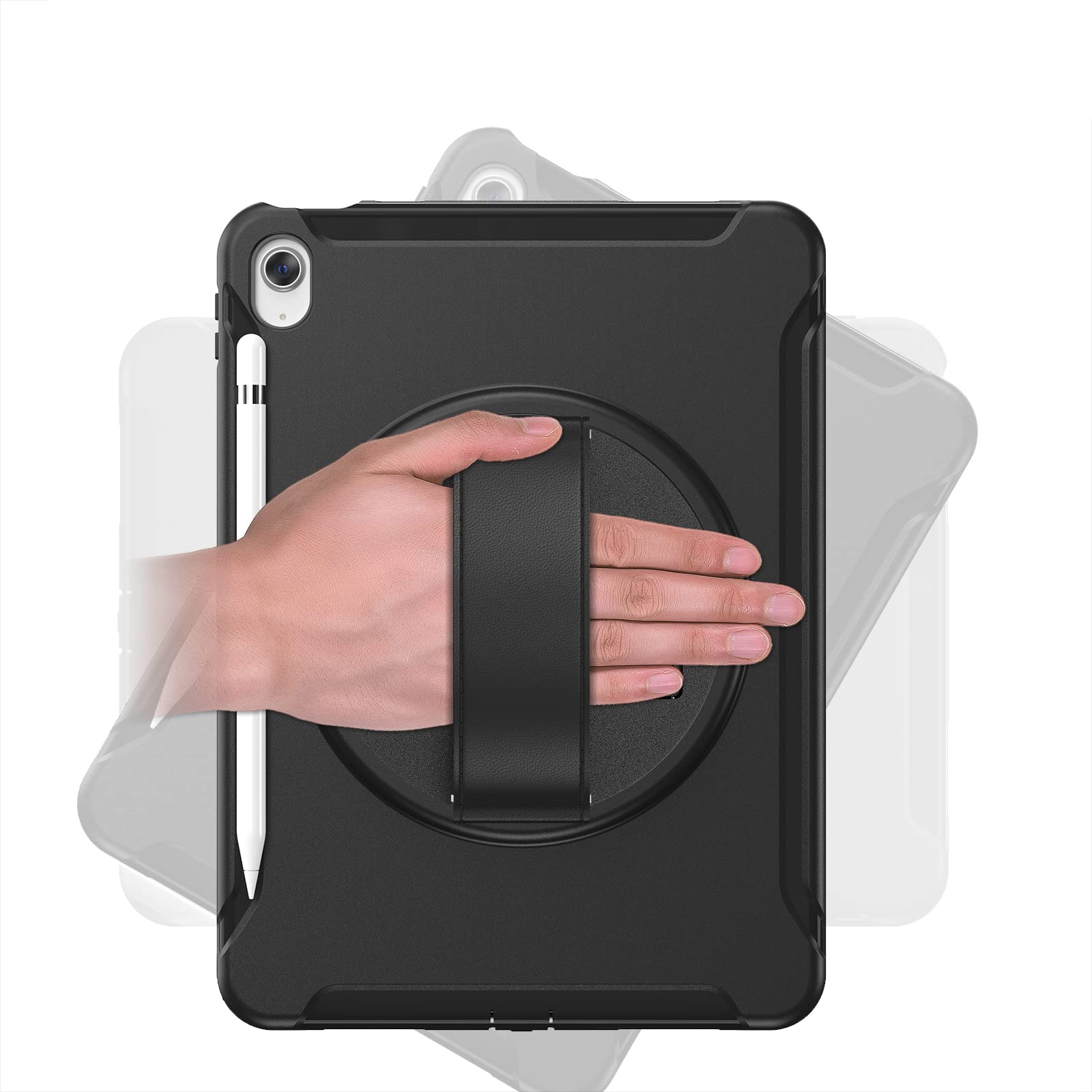 SaharaCase Protection Hand Strap Series Case for Apple iPad 10.9" (10th Generation 2022), Black (TB00278)