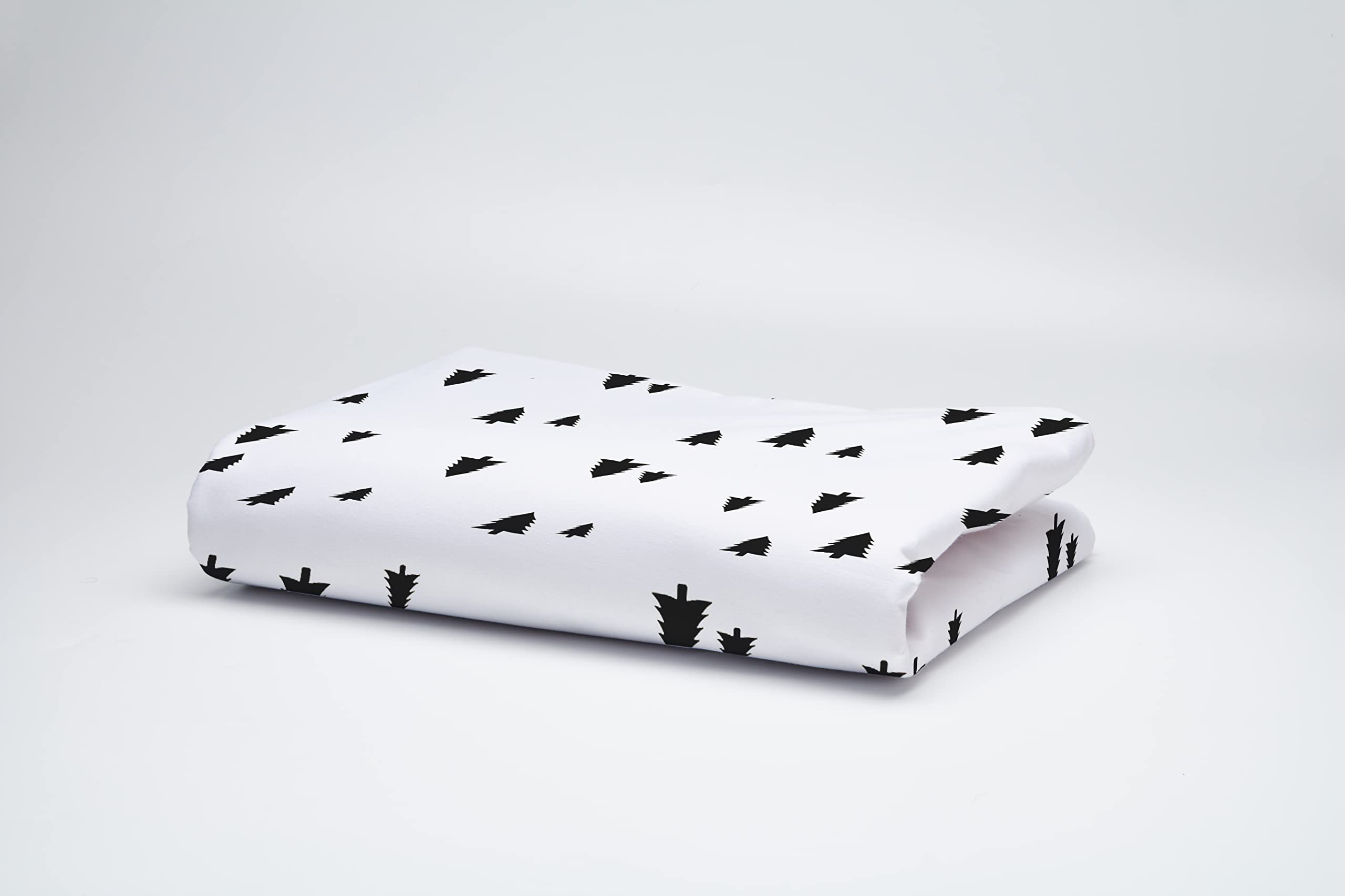 Mini Crib Pack n Play Travel Crib Fitted Sheet - White with Black Trees 100% Cotton Lightweight