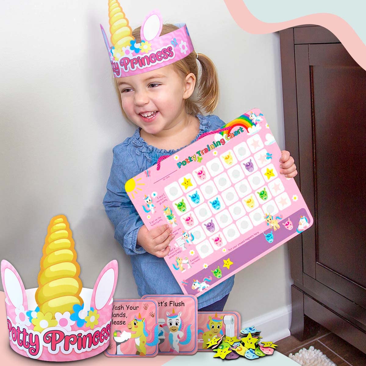 Putska Bundle Unicorn & Space Potty Training Chart for Toddler, Sticker Chart for Kids Potty Training, A Reward Chart for kids, Reward Sticker Chart Kids Toilet Training, potty chart for boys & girls