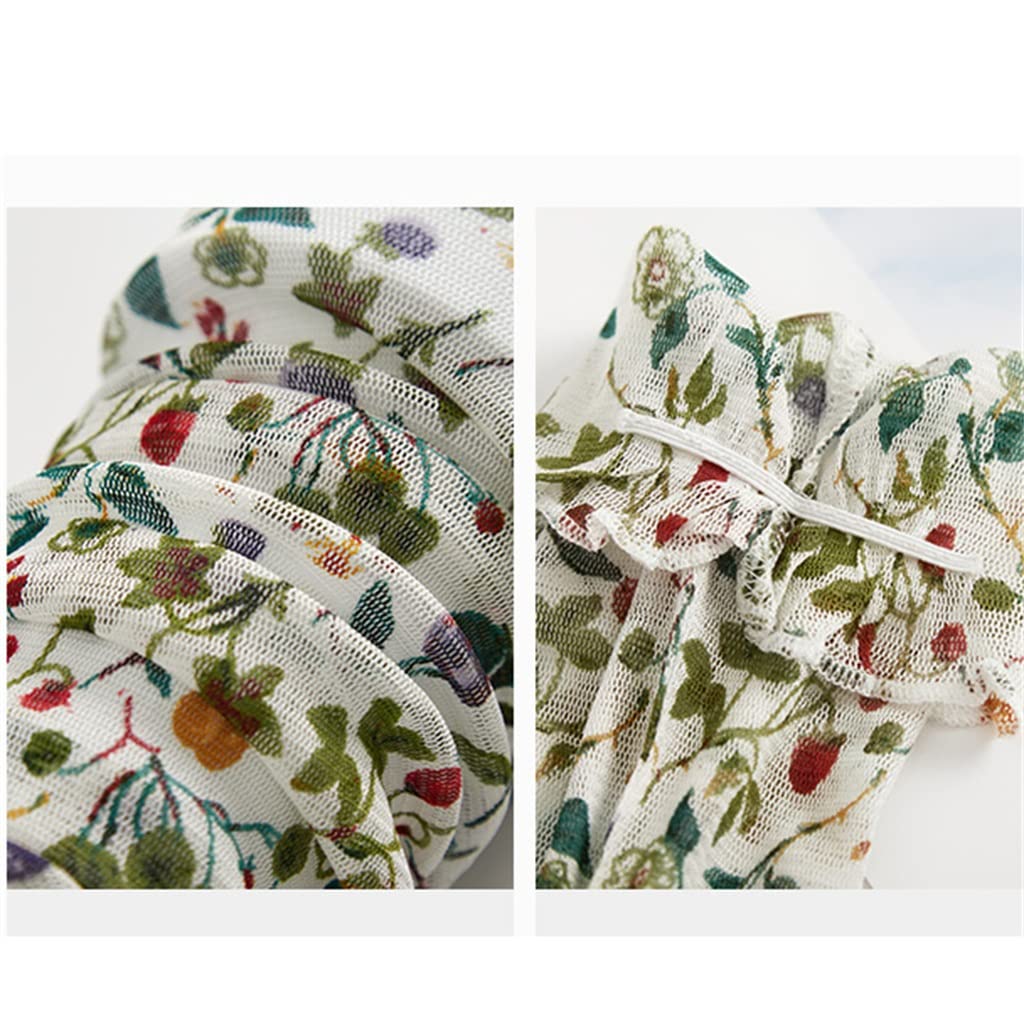 Mulberry Silk Floral Mesh Gloves Summer Thin Sleeves Arm Guard Sleeves Summer Female Driving (Color : A, Size : 55 * 18cm)