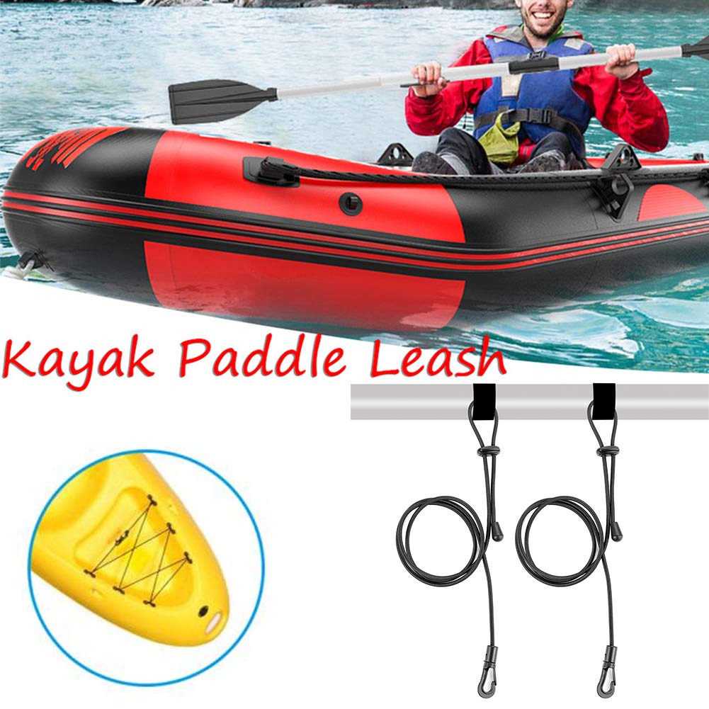 Kayak Paddle Leash, 2pcs Fishing d Safety Lanyard Cycling Canoe with Snap Hook Stretch Bungee Adjustable Strap Surfing Wing Survival sy Install Surfboard