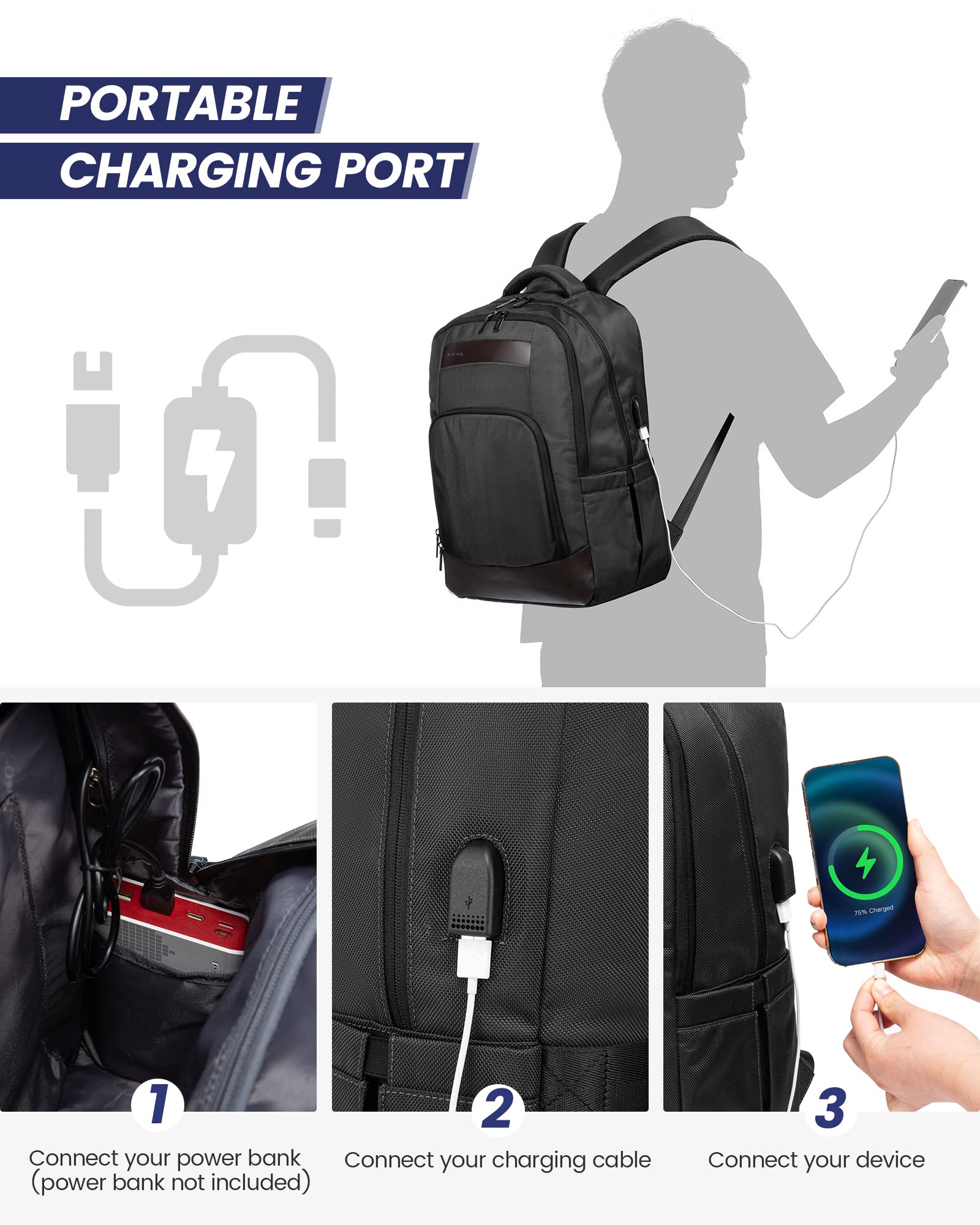 LOVEVOOK Laptop Backpack, 15.6 Inch Durable Water Resistant Anti-theft Business Travel Backpack with USB Port, Mens Professional Multi-function Smart Computer Backpack for Work Commuter College