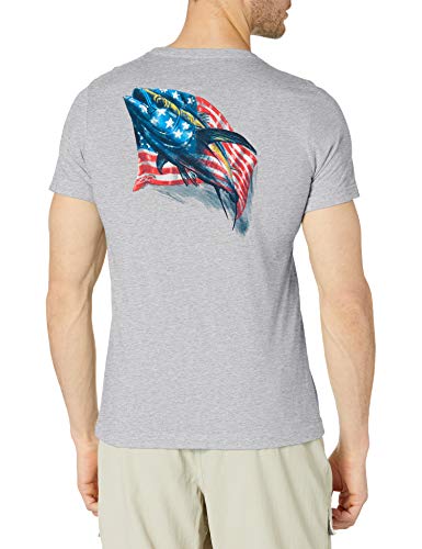 HUK Men's KC Scott Short Sleeve Tee | Performance Fishing T-Shirt, American Sushi-Sharkskin Heather, X-Large