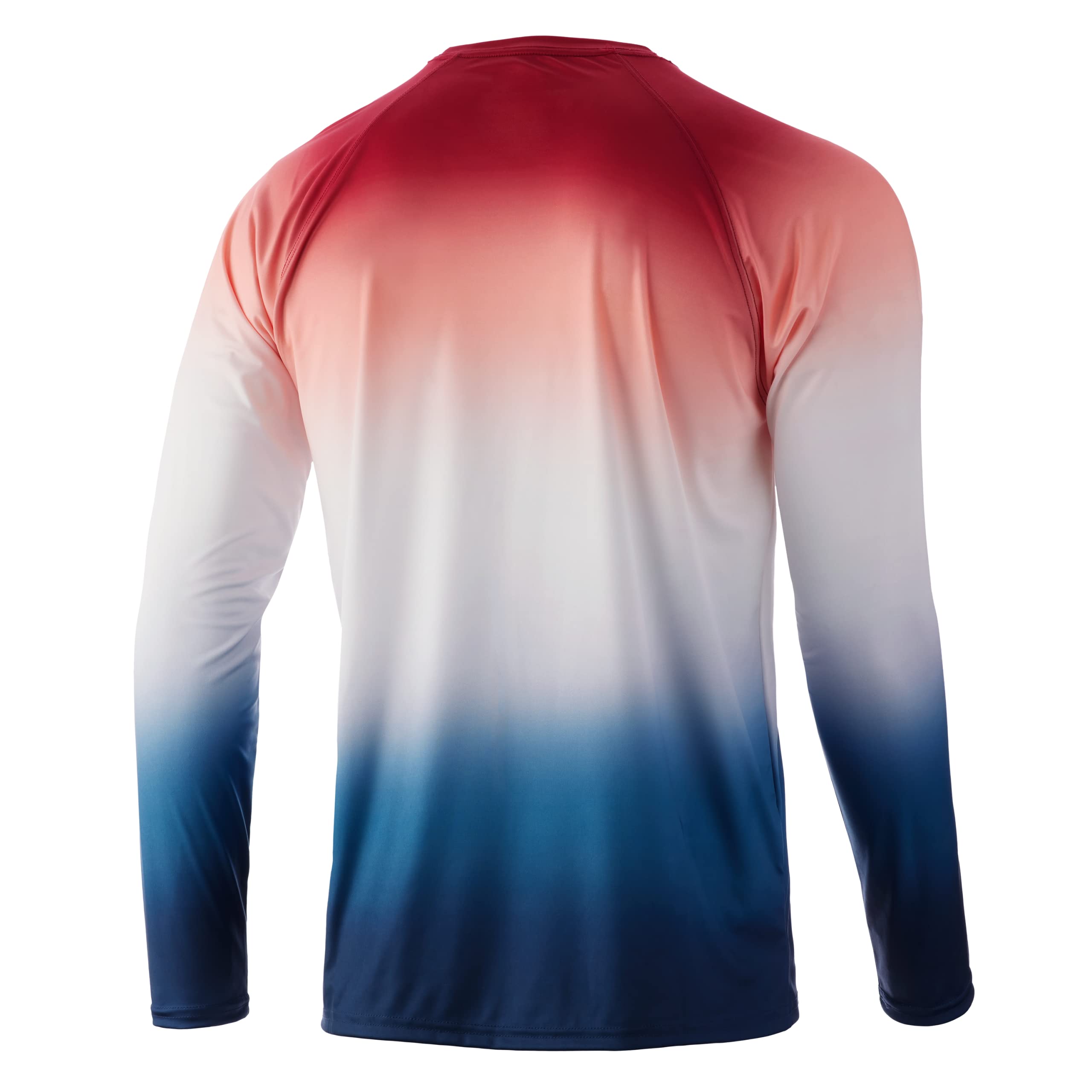HUK Men's Pattern Pursuit Long Sleeve Performance Fishing Shirt, Blue Radiance-Lava, Small