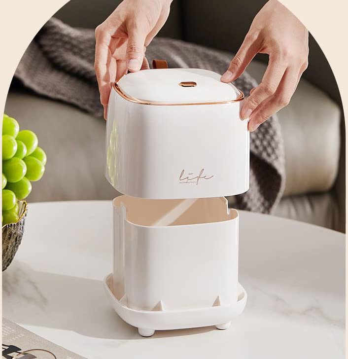 Yuzita Plastic Trash can Creative Mini Desktop Trash can, with lid Small Home Office Cleaning Trash Button Desktop Storage bin, with 50 Trash Bags