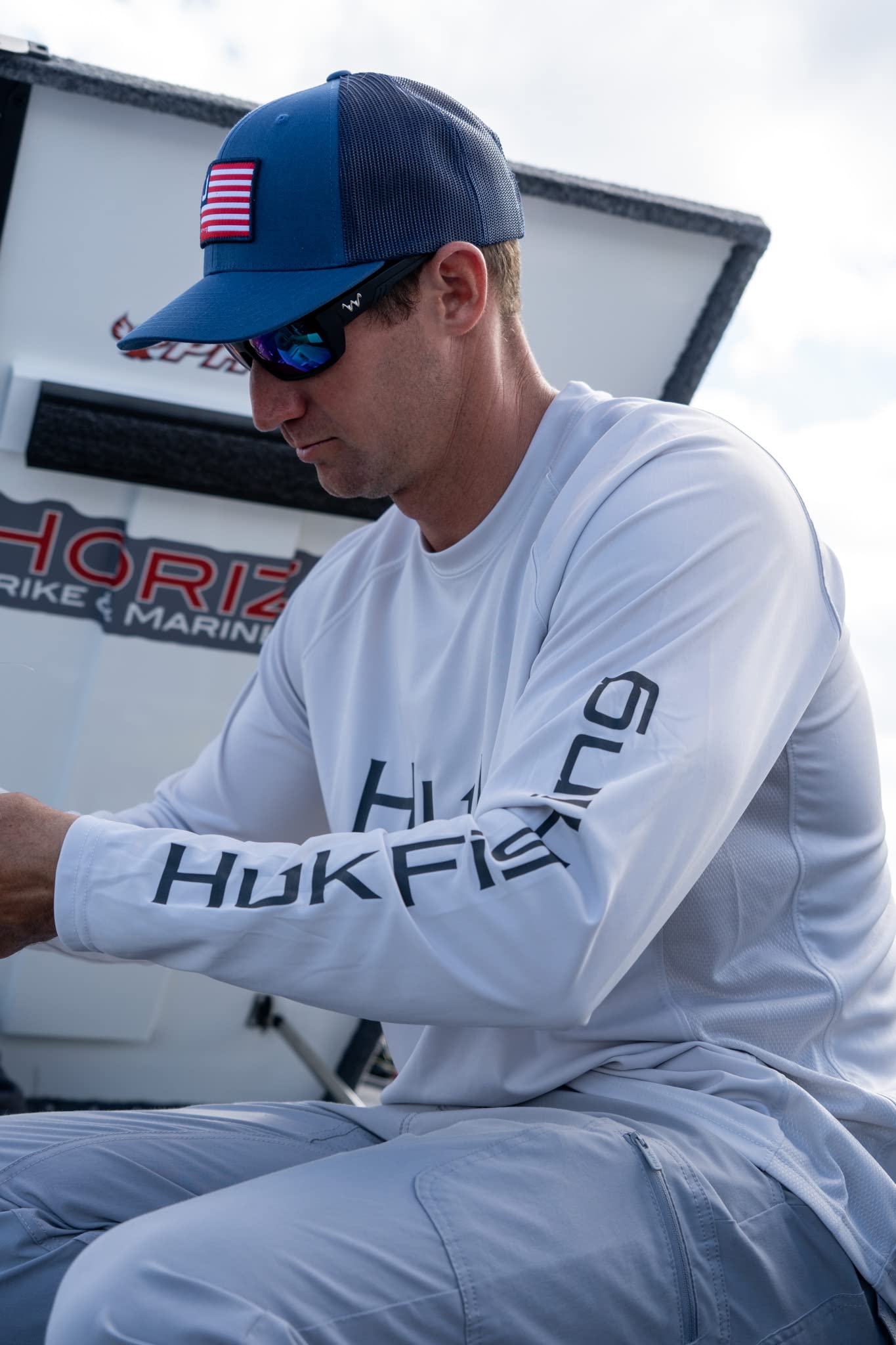 Huk Men's Icon X Long Sleeve Fishing Shirt with Sun Protection, Gray, X-Large