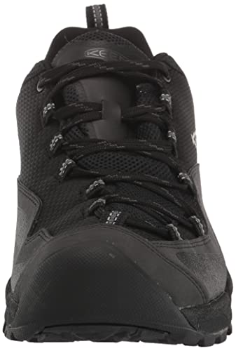 KEEN Men's Wasatch Crest Low Height Offset Laces Waterproof Hiking Shoes, Black/Magnet, 8.5