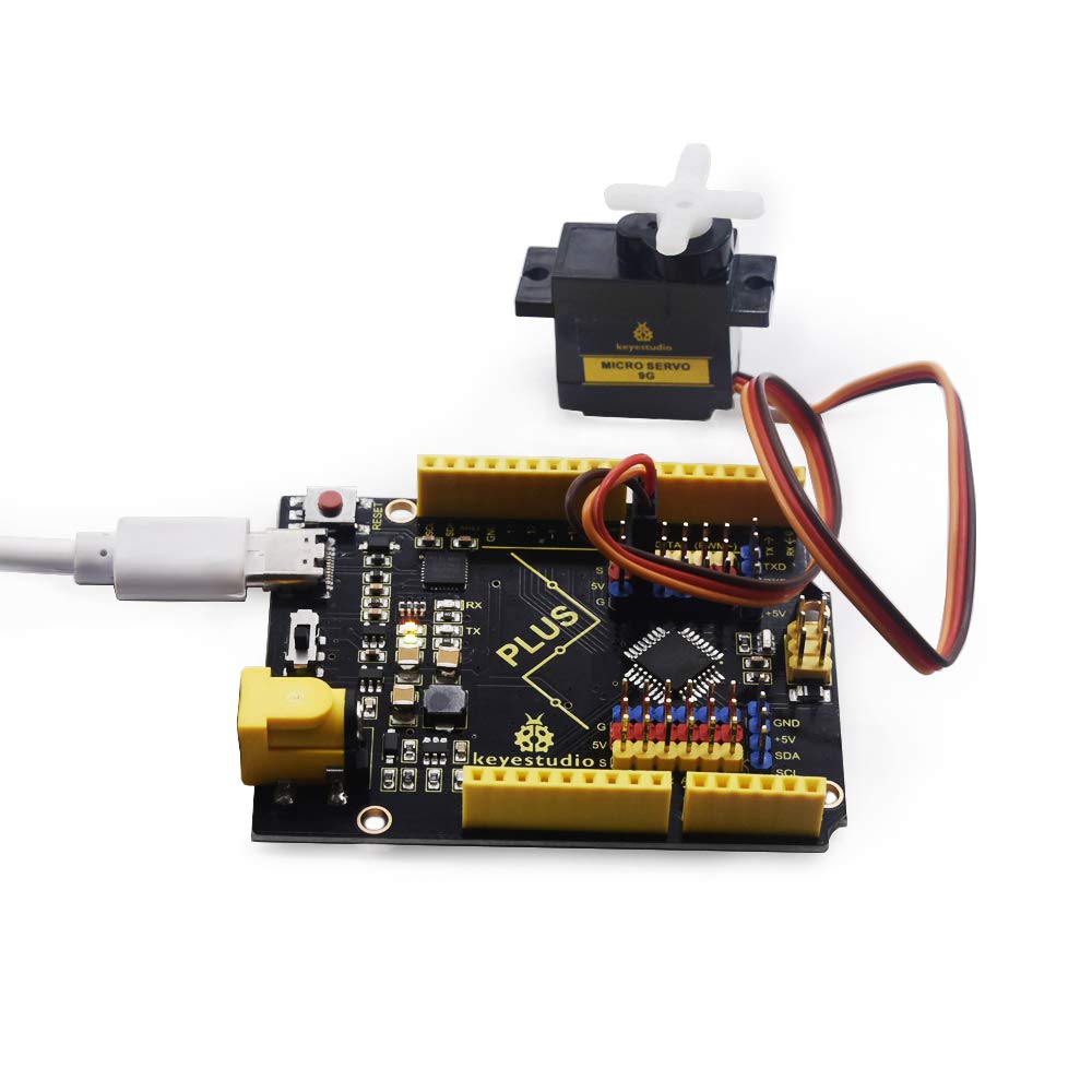 KEYESTUDIO Plus Board for Arduino UNO R3 with Type-C USB Cable, 3.3V 5V 1.5A Output Current, More Powerful Controller Board
