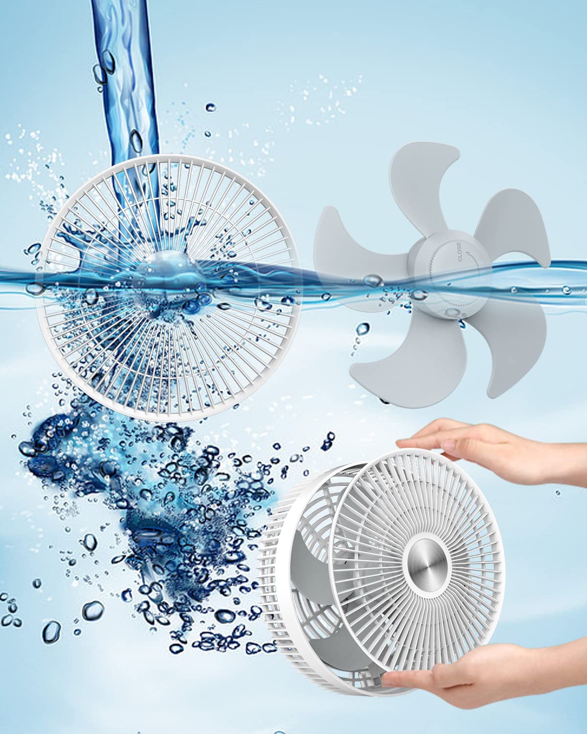 Portable Oscillating Standing Fan with Remote Controller, 4 Speed 8" Foldable Desk Fan, 7200mAh Rechargeable Battery Powered Pedestal Fan for Camping, Adjustable Height Great for Office Home Outdoor