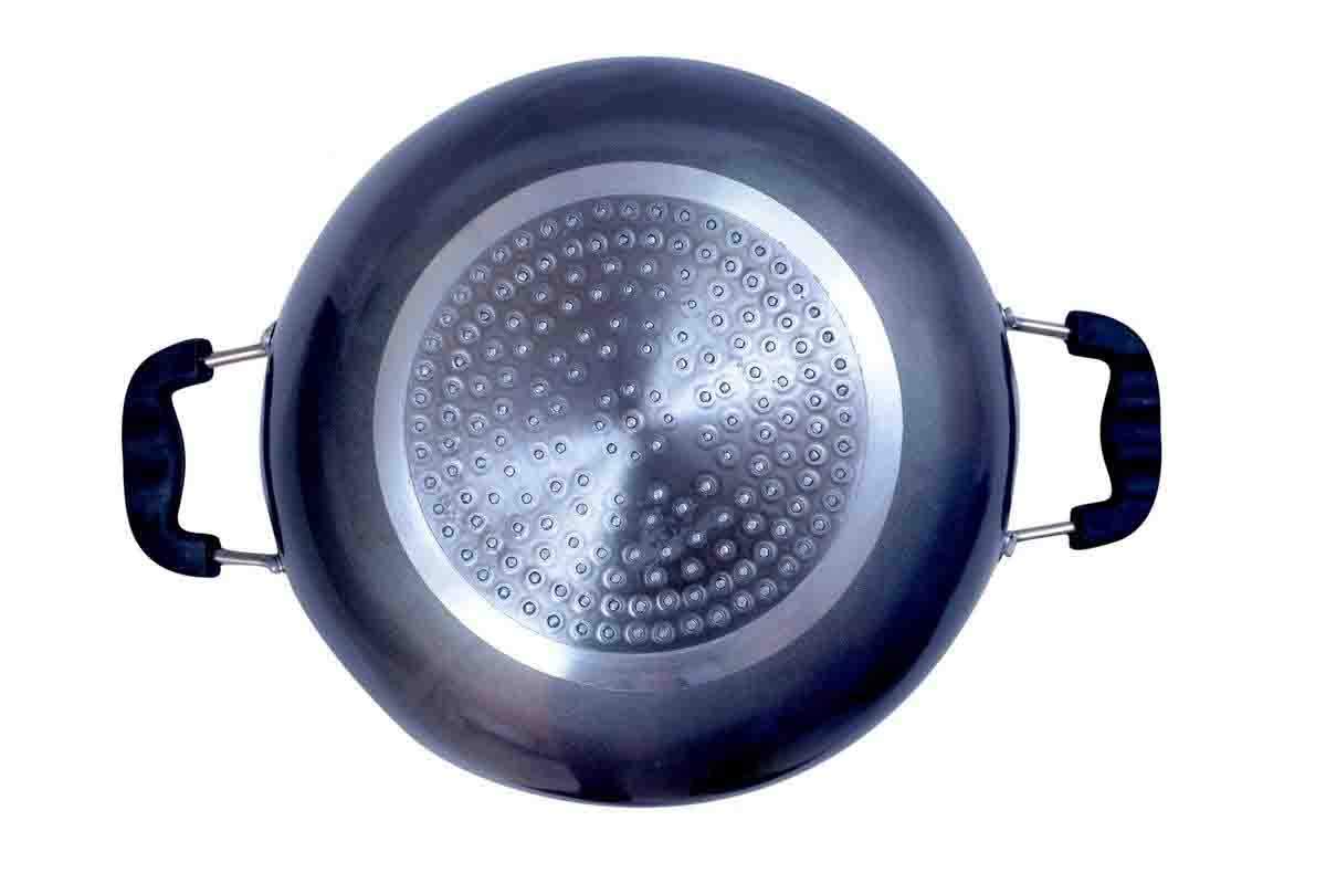 Nonstick Deep Kadai Non-Stick Aluminium Kadhai Deep Fry Pan Nonstick 2.2 litre Kadhai with Glass Lid 240 mm (Induction and Gas Compatible)