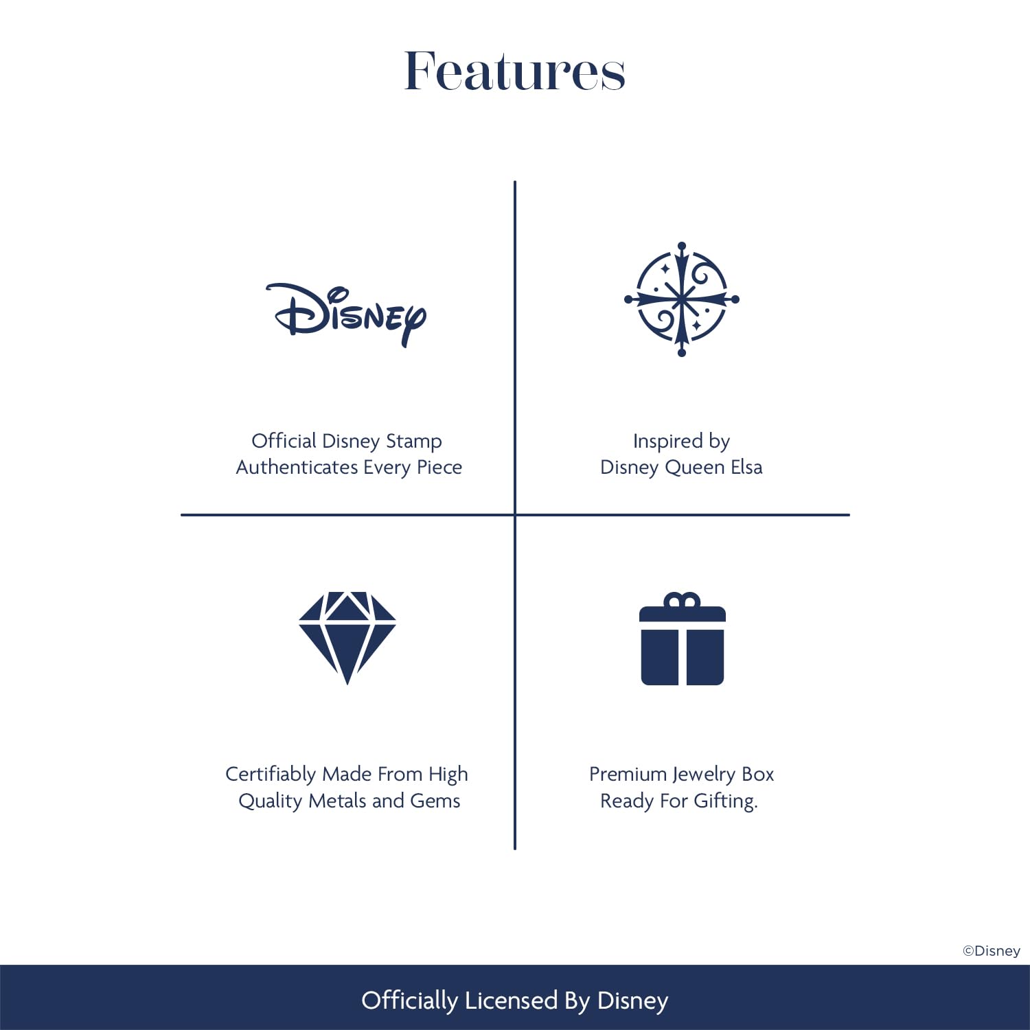 Jewelili Enchanted Disney Fine Jewelry Sterling Silver with 1/8 Cttw Diamonds and Blue Topaz Elsa Snowflake Pendant