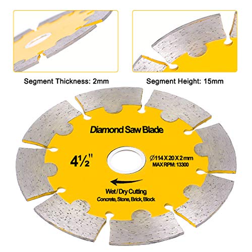 NYTiger 3 Pack 4-1/2 inch Diamond Saw Blades 4.5" Angle Grinder Disc Wet Dry Segmented Cutting Wheel with 4/5-5/8 inch Arbor for Concrete Stone Brick Block Masonry