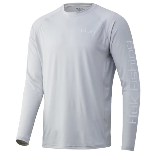 HUK Men's Pursuit Long Sleeve Sun Protecting Fishing Shirt, Redfish-Glacier, Small