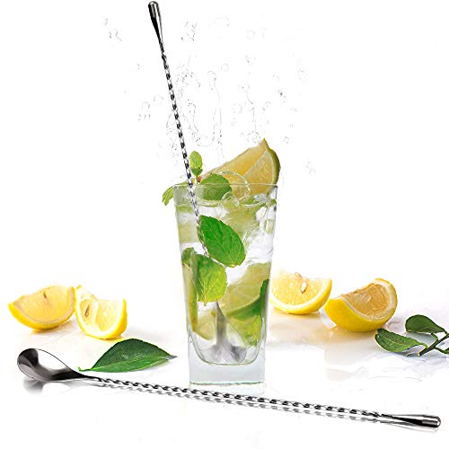 Mixing Spoon Stainless Steel Set of 2 Professional Cocktail Bar Tool (12 Inches) Japanese Style Teardrop End Design